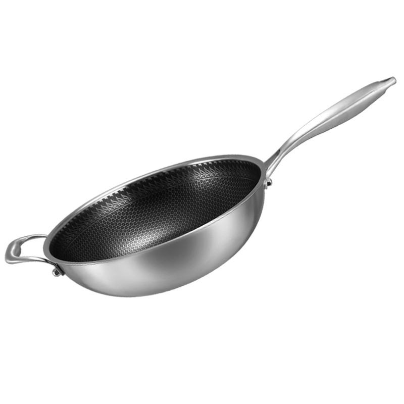 Buy Eco-friendly Tri-ply Stainless Steel Honeycomb Skillet Wok Nonstick Fry Pan from Guangdong ...