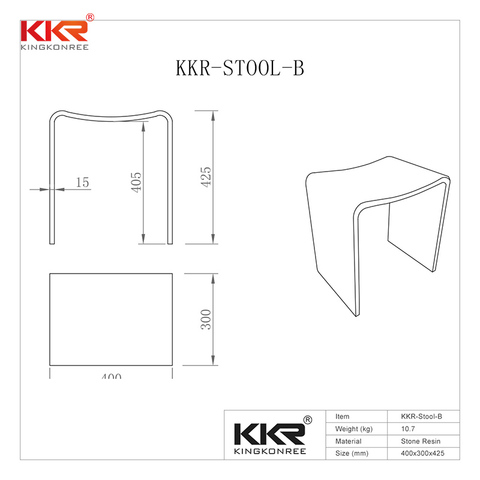 Buy Kingkonree Artificial Stone Resin Acrylic Solid Surface Shower Stool Black Shower Seat from ...