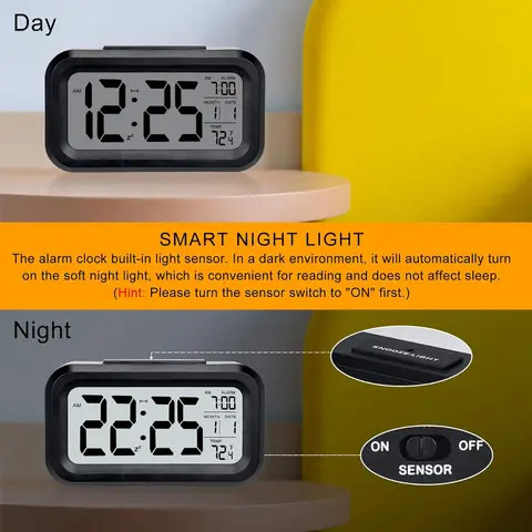Buy Lcd Digital Clock Large Display Calendar Date Time And Temperature ...