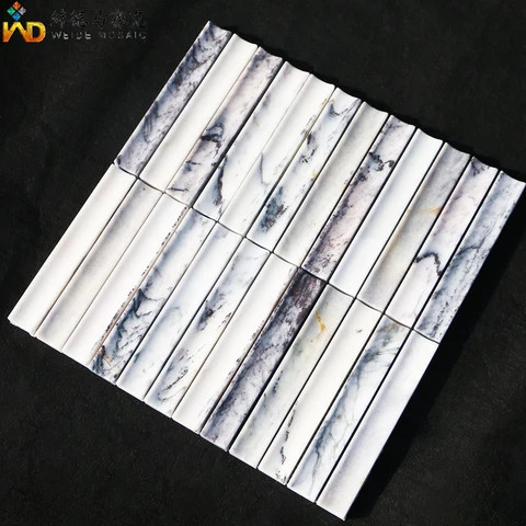 Buy Modern 3d Groove Long Strip Mosaic Lilac Marble Wall Decoration ...