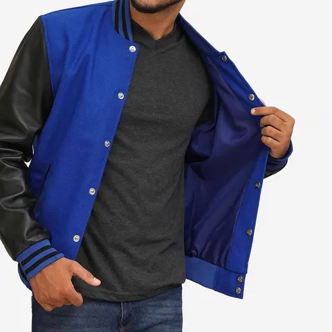 Buy Top Quality Slim Fit Men Letterman Jacket For Casual Use Plain ...