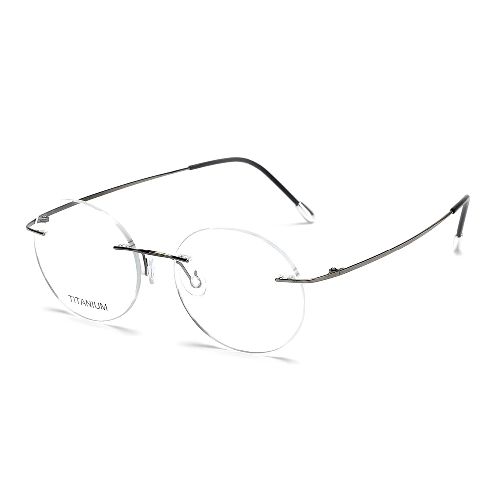 Buy Transparent Funny Optical Rimless Titanium Rounded Spectacles from ...