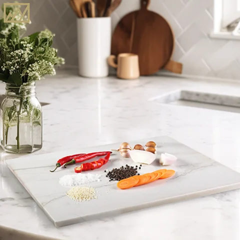 Buy Wedding Gift White Macaubas Marble Pastry Board High Density Stone ...