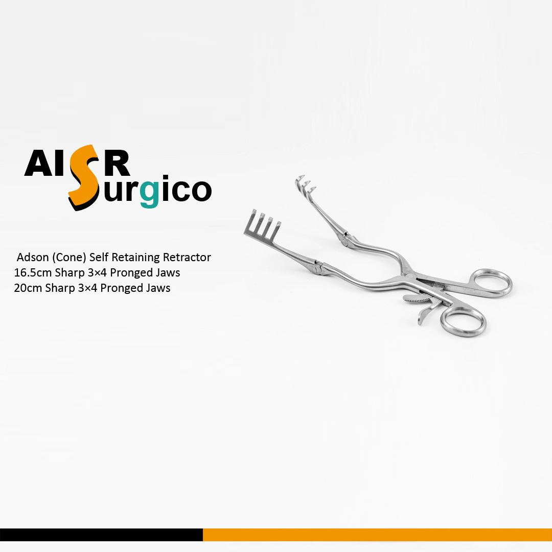Buy Adson (cone) Self Retaining Retractor 16.5cm Sharp 3x4 Prong Jaws ...