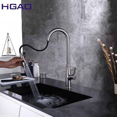 Buy Brushed Nickel Pull Out Kitchen Faucet,single Level Stainless Steel ...
