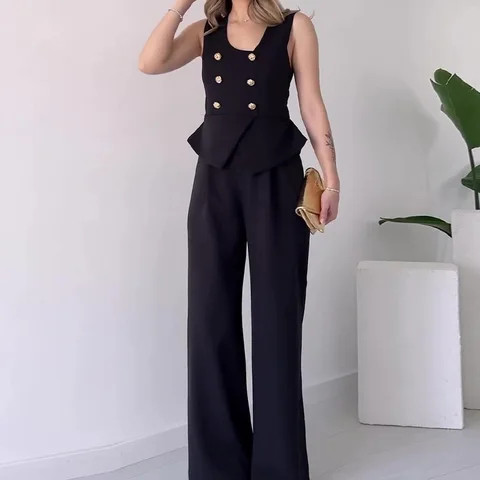 Buy C Clothing Women Formal Suit Ruffles Vintage Button Blazer And ...