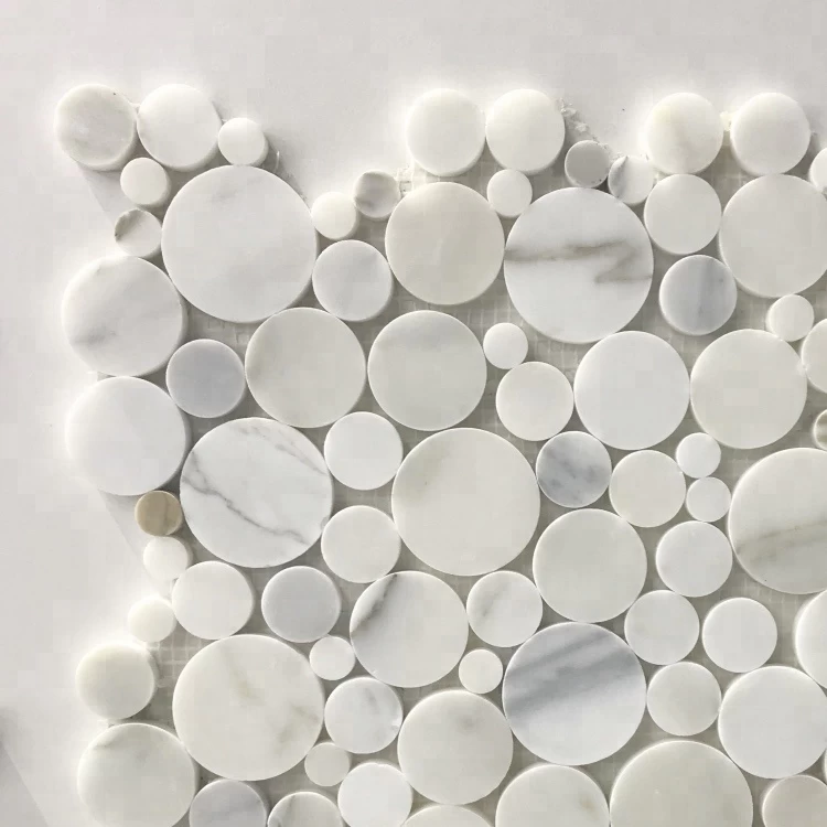 Buy Calacatta Gold Mosaic Bubble Round Marble Penny Mosaic Tile from ...