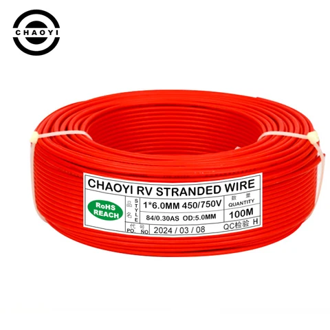 Buy Chaoyi High Quality 4 6 10 Square Mm Pure Copper Flame Retardant Wire Cable Rv Bv Pvc ...