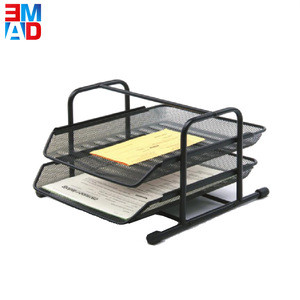 Buy Desk Multifunctional Black Metal Mesh 2 Tier Document File Tray ...