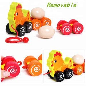 Buy Education Cartoon Toys Wooden Animals Drag Car For Toddler from ...