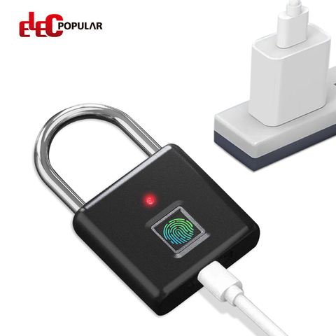 Buy Elecpopular Black Silver Type-c Rechargeable Fingerprint Lock Smart ...