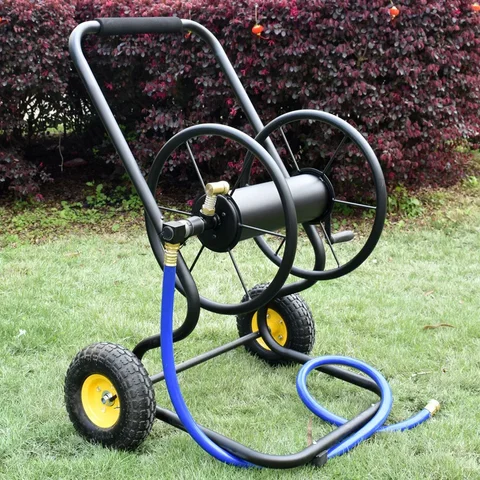 Buy Hose Reel Trolley Water Hose Cart 4-wheels Heavy Duty Wheel Cart ...