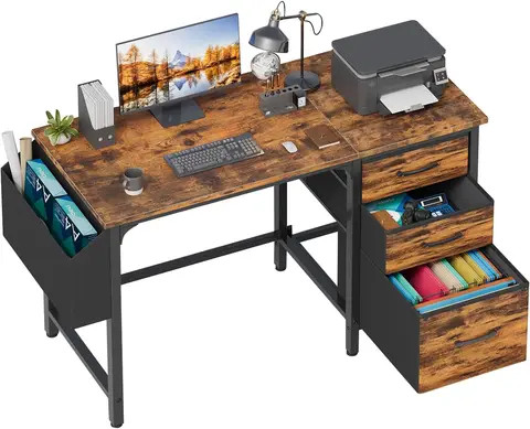 Buy Industrial Style Computer Desk With File Drawer Cabinet Modern ...