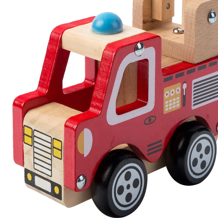 Buy Kids Toys Wooden Children Mini Ladder Fire Truck Car Friction Truck Toys For Kids from ...