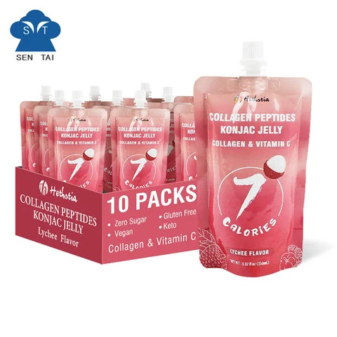 Buy Lychee Flavor Jelly Snack Only 7 Calories Per Pouch Vegan Low ...
