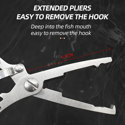 Buy Multifunction Stainless Steel Fishing Pliers Line Cutters Hook Remover Split Ring Fishing ...
