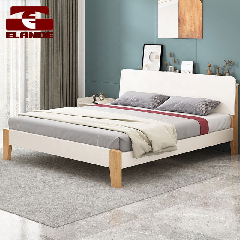 Buy Solid Wood Bed Modern And Simple 1.8 Meters Light Luxury Double Bed ...