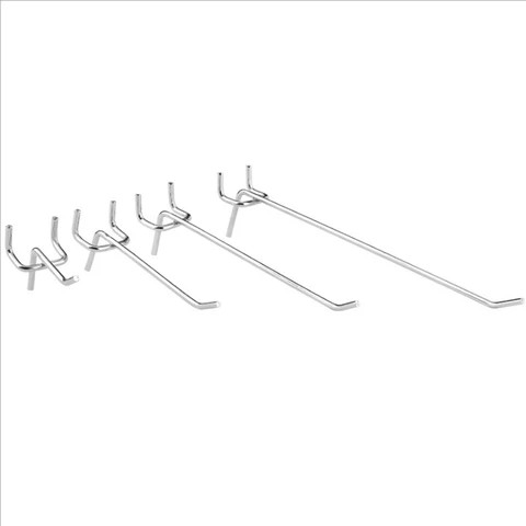 Buy Supermarket Small Metal Wall Single Line Chrome Wire Pegboard Hooks ...
