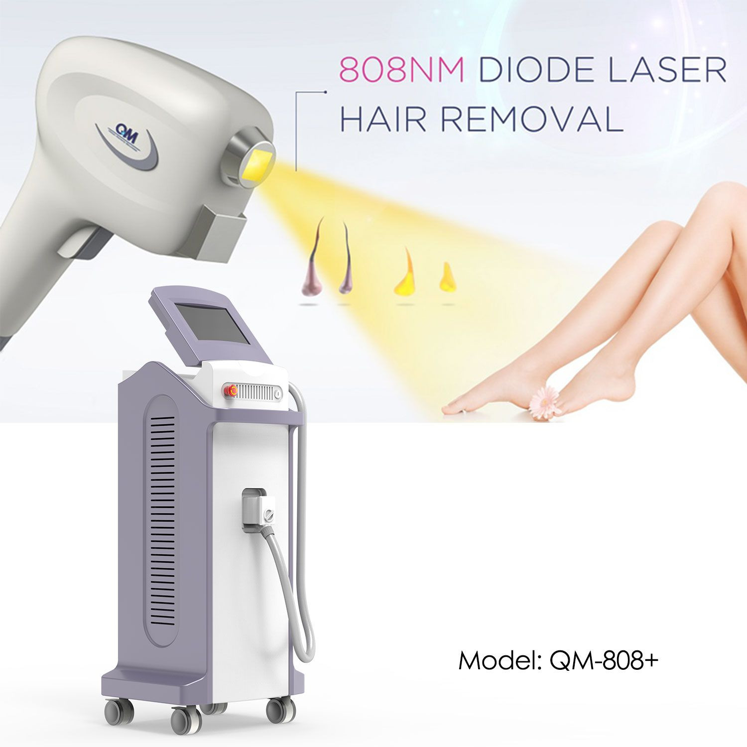 Buy Triple Diode Laser 3 Wavelengths Laser Hair Removal Machine 808nm ...