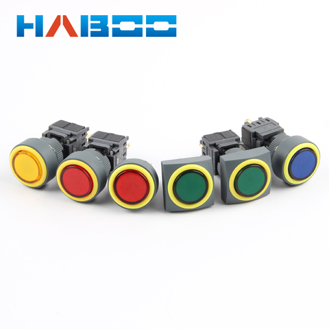 Buy 16mm Button Switch Yellow Ring Head On Off Square Push Button ...