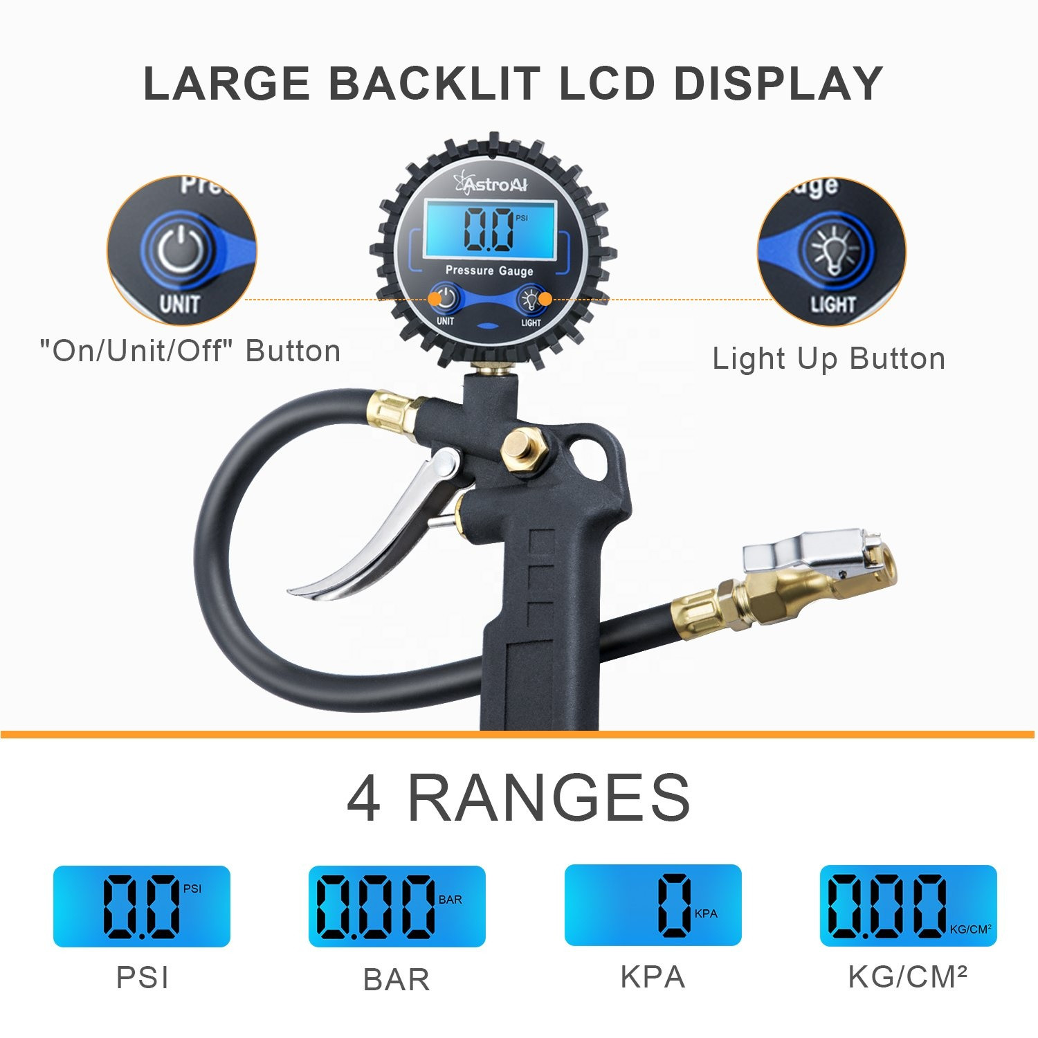 Buy 2020 Digital Tire Inflator Gun With Pressure Gauge, Medium 250 Psi ...