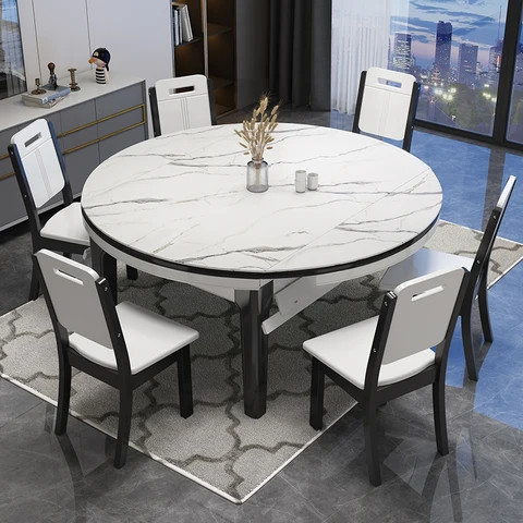Buy 6 Seater Round Dining Table Set Mesa De Comedor Marble Dining Room ...