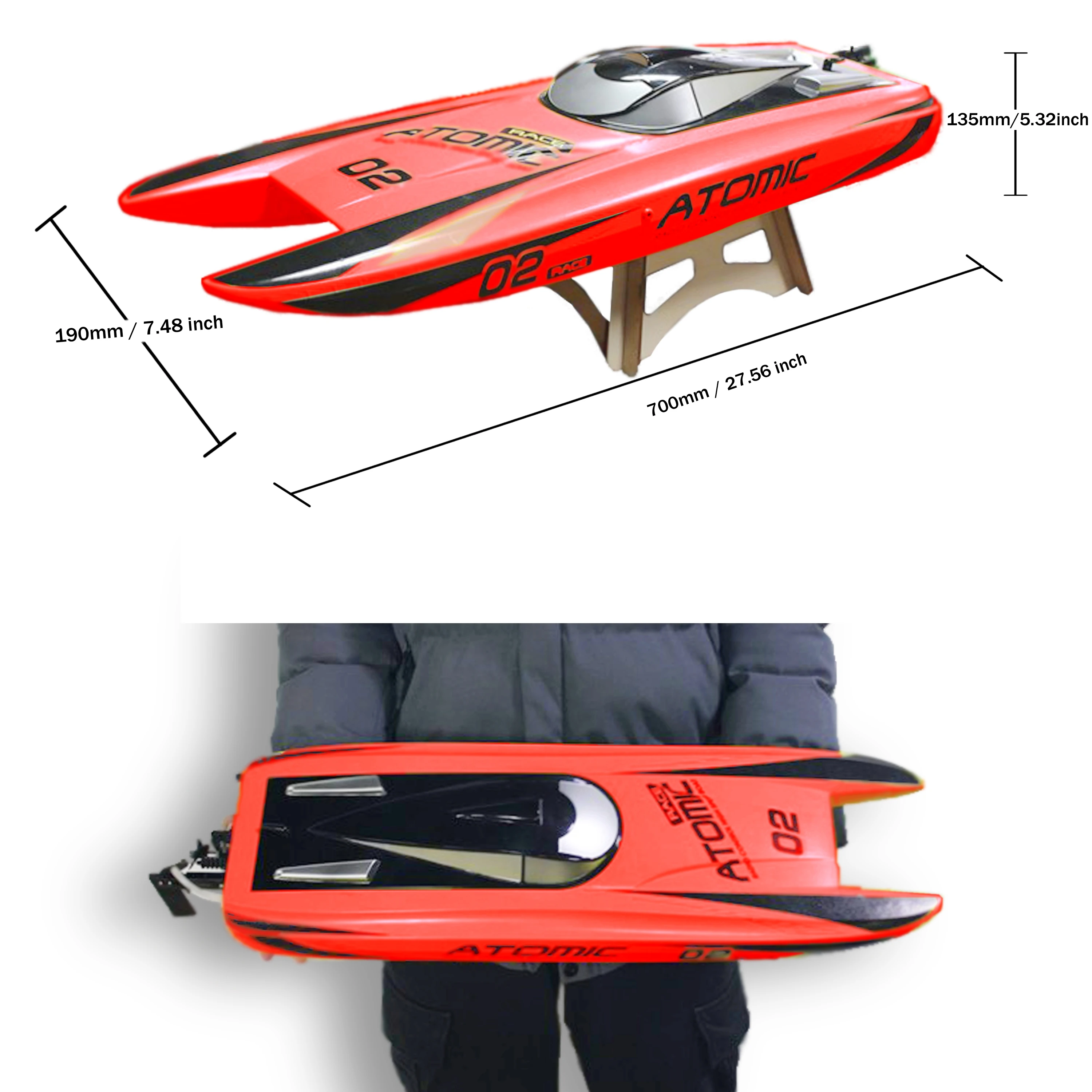 Buy Atomic Brushless Pnp Rc Racing Boat 30mph High Speed Electronic ...