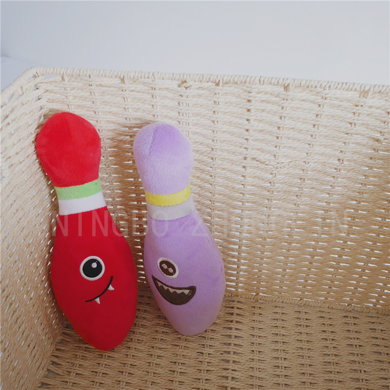 Buy Cartoon Bowling Ball Small Pet Dog Toys Squeaky Short Plush Funny ...