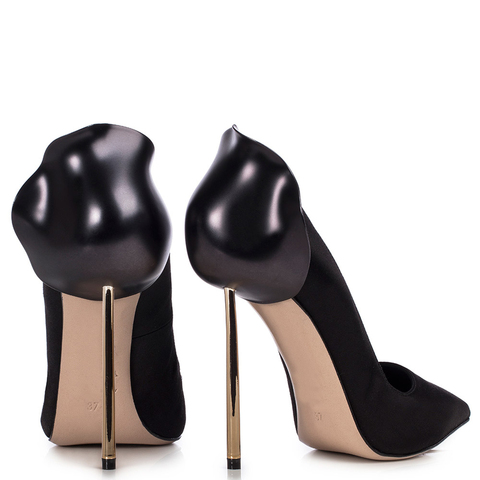 Buy Custom Designer Black Heels Satin Silk Pump Shoes Women High Heel ...