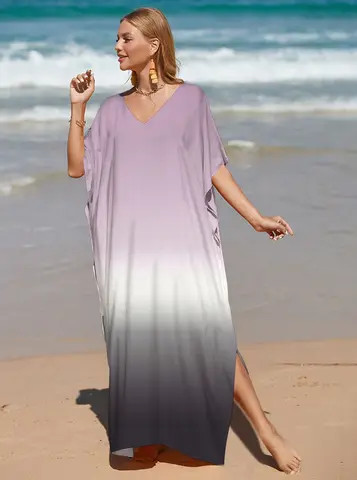 Buy Gradient Color Sleeveless Side Slit Good Quality Kaftan Robes For ...