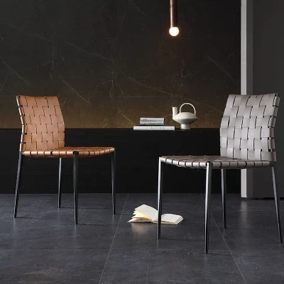 Buy Italian Design Modern Nordic Style Home Dining Room Saddle Leather ...