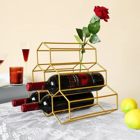 Buy Metal Wine Rack Table Top Bottle Holder Wire Wine Holder Rack ...