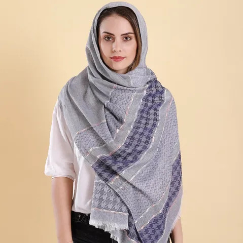 Buy New Hijab Designs 2021 Cotton Yarn Women Shawl Hijab Arab Pakistani ...