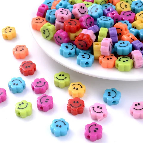 Buy R006 Wholesale 100pcs/bag 10mm Flower Shape Beads Acrylic Oblate ...