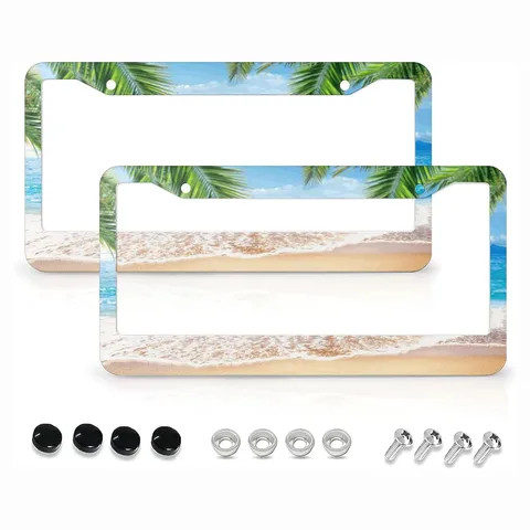 Buy Tropical Beach Palm Trees License Plate Frames,car Accessories ...