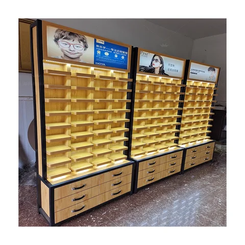 Buy Wooden Optical Shop Counter Design Eyeglass Display Cabinet Display ...