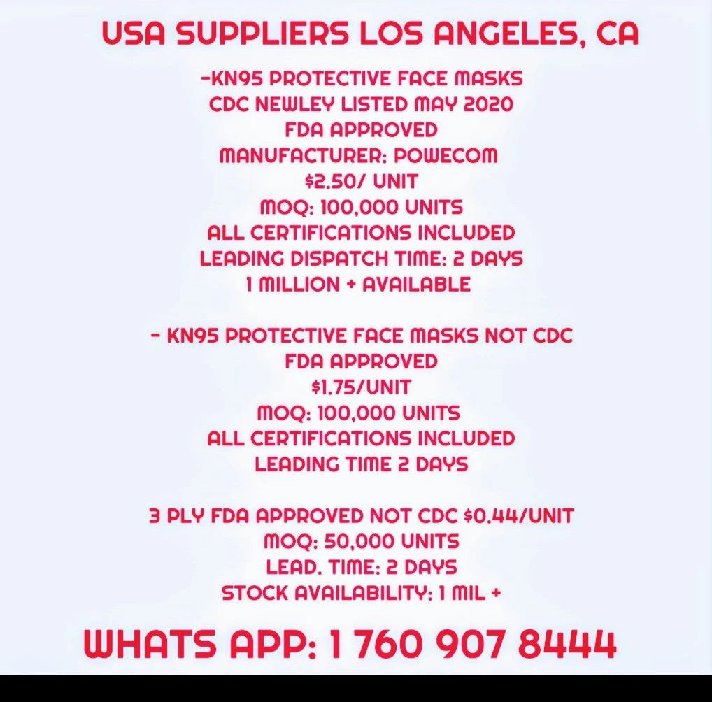 Buy Cdc Approved (may 2020) Disposable Kn95 Face Masks Fda Approved. 2 ...