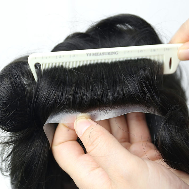 Buy 6 Inches Hair Length Natural Black 1b# India Hair 8x10 Size Men ...