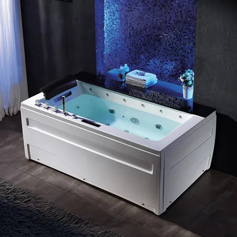 Buy Acrylic Modern Minimalist Black And White Rectangular Spa Bathtub ...