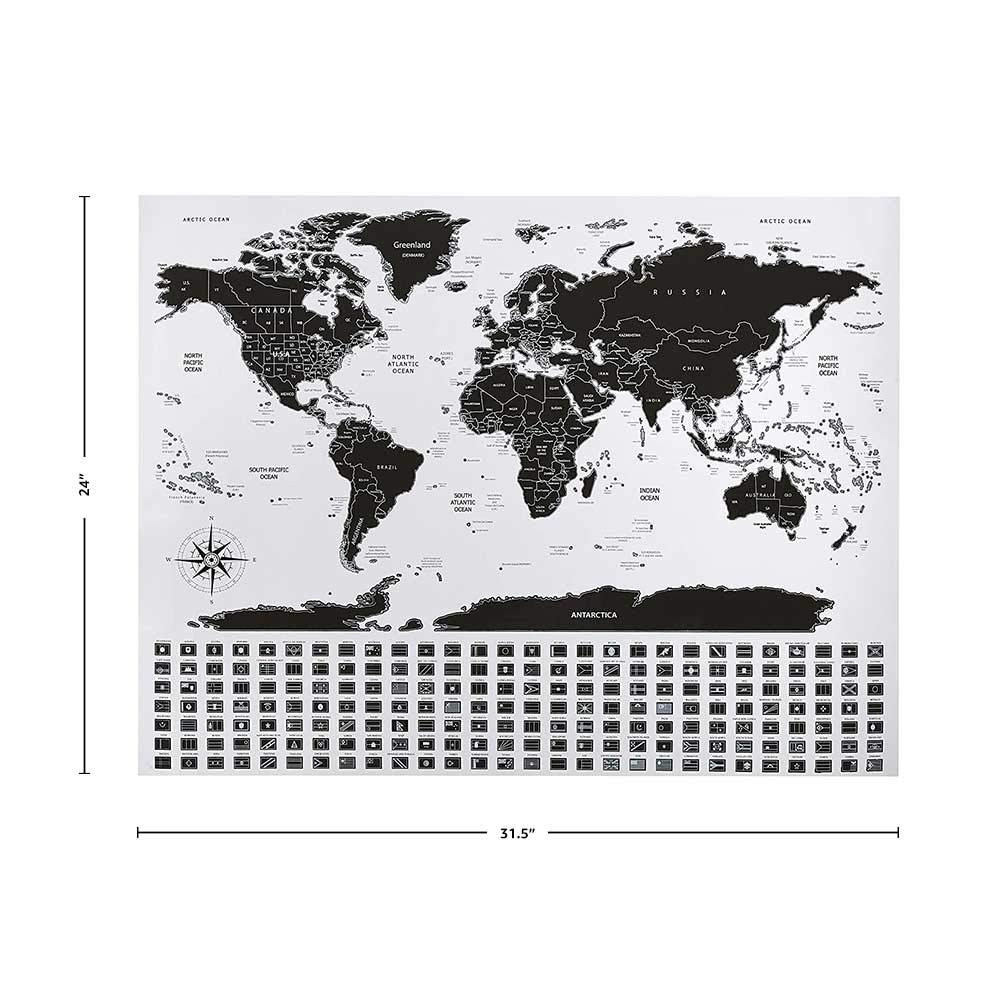 Buy Amazonbasics Custom Black Scratch Off Poster Of The World Map With ...