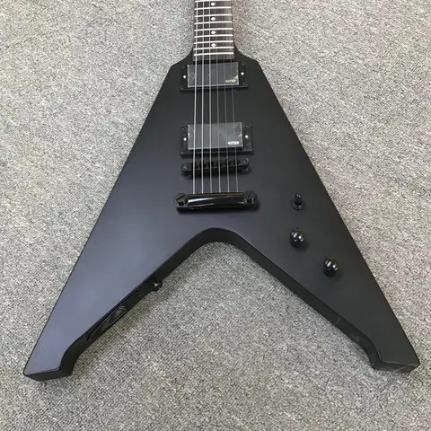Buy Black V-shape Esp Electric Guitar Solid Wood Hh With All Black ...