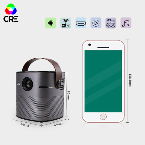 Buy Cre X5000 Portable Chargeable Projector Wireless Handy Cube Shape ...