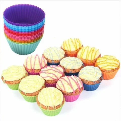 Buy Simple Colorful Silicone Muffin Cup Cake Round Mini Muffin Liner ...