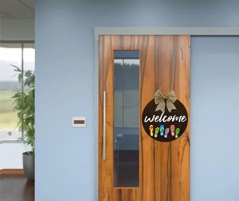 Buy Summer Flip Flop Welcome Round Wooden Hanging Sign Farmhouse Front ...
