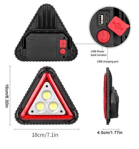 Buy Triangle Traffic Warning Light Portable Led Working Light Car Red ...