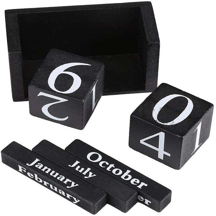 Buy Vintage Natural Wooden Cubes Desk Planner Wood Perpetual Desk ...