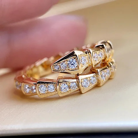 Buy Wholesale Gold Silver Color Copper Snake Adjustable Ring With Bling Zircon Stone For Women ...