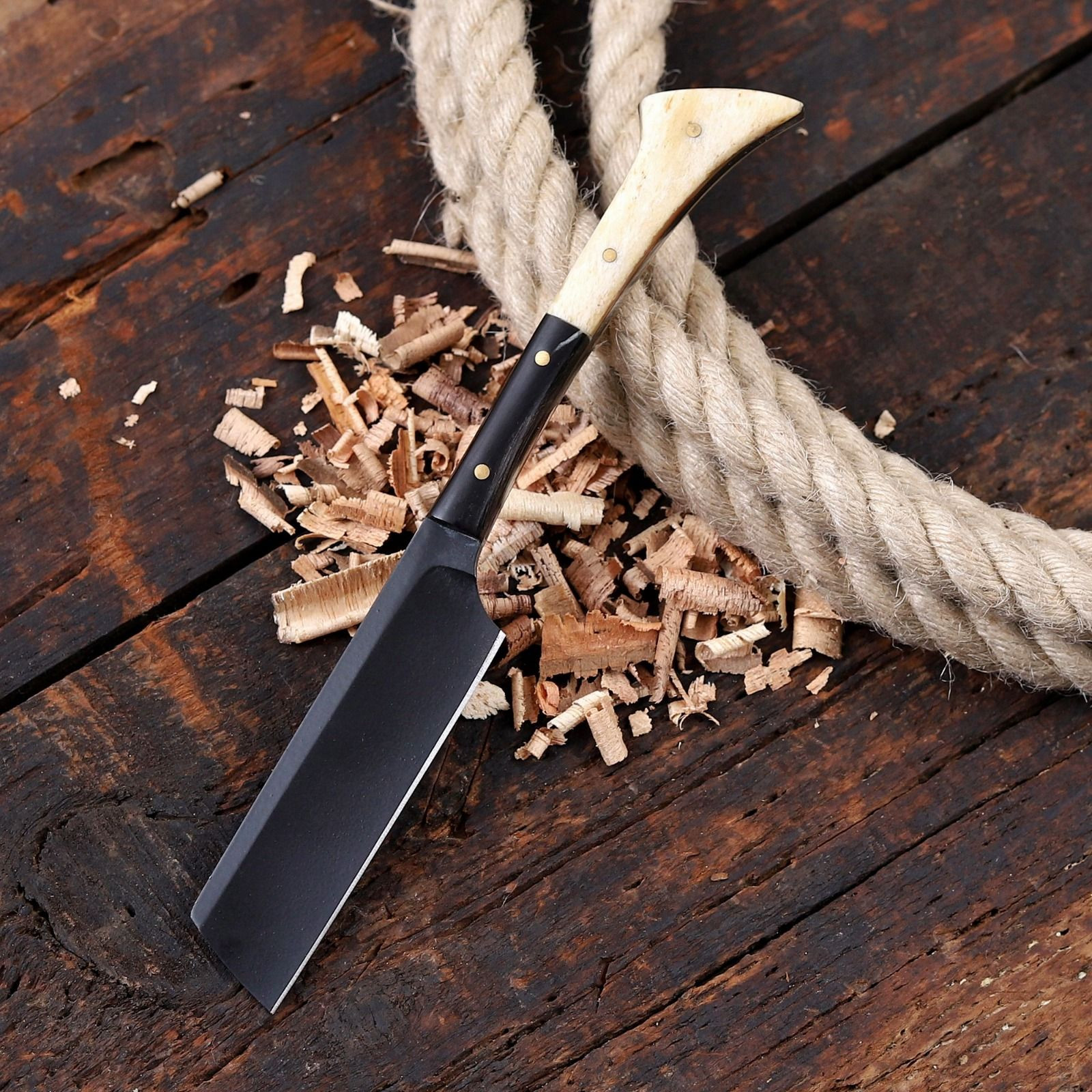 Buy Small Razor Knife With Natural Cow Horn & Bone Handle from AH ...