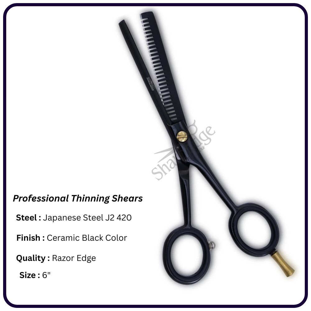 Buy Ceramic Black 6" Hair Thinning Scissors – Shears | 30 Tooth Classic ...