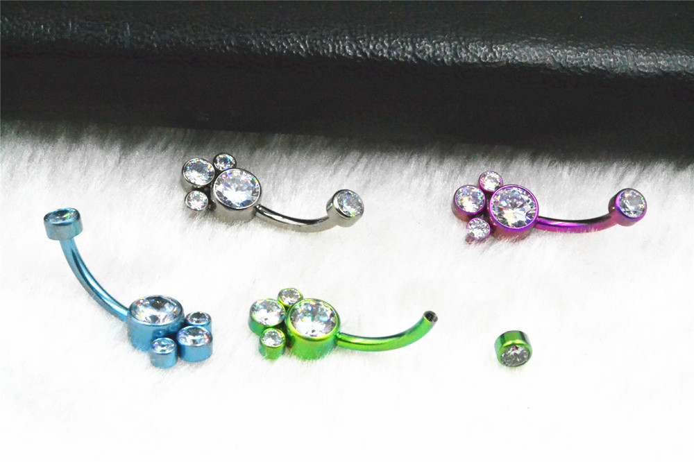 Buy Amigatina Gems G23 Titanium Navel Belly Button Bar Internally ...